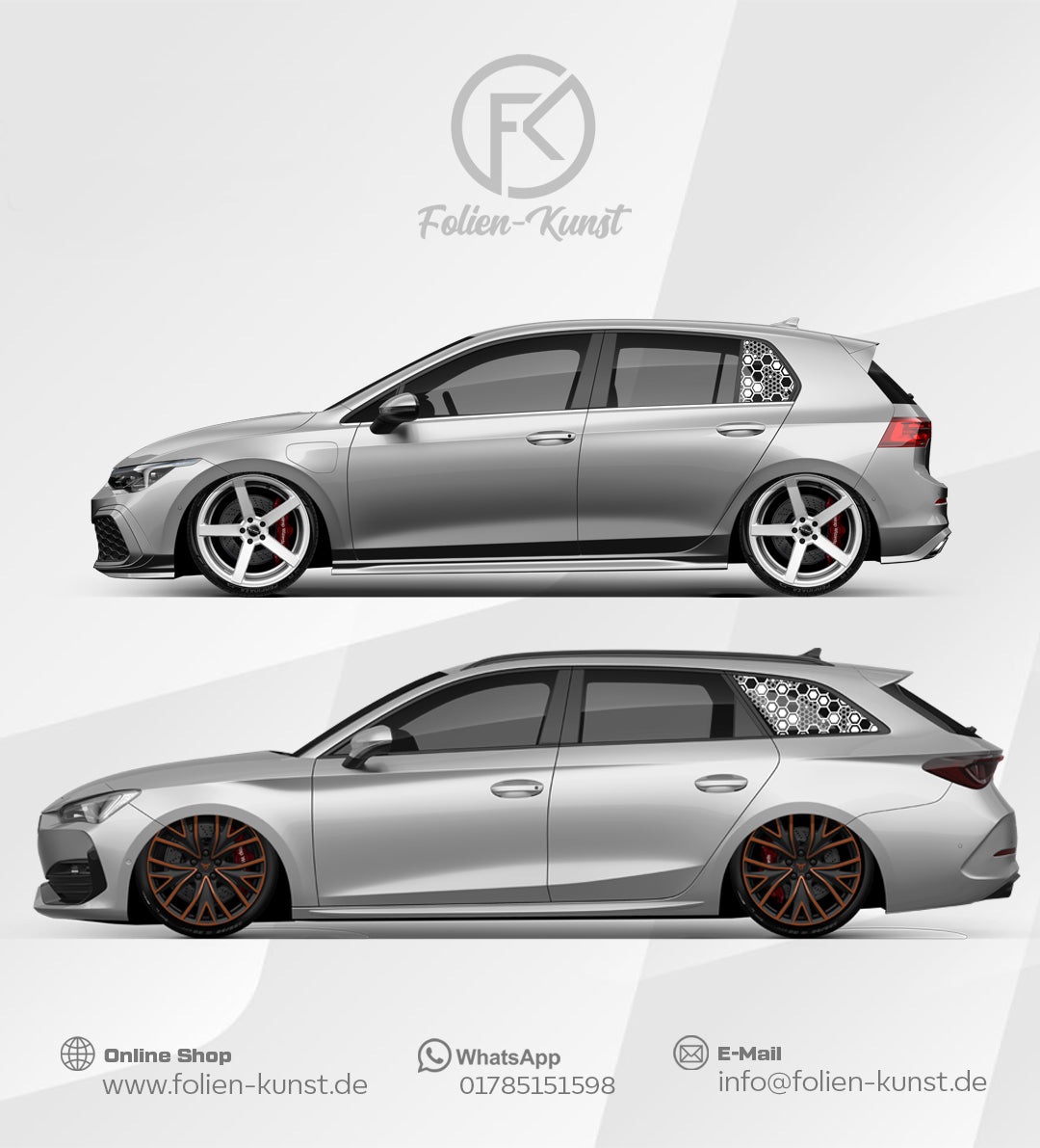 Waben Design Aufkleber für C Scheibe Universal Auto Folien Sticker #56