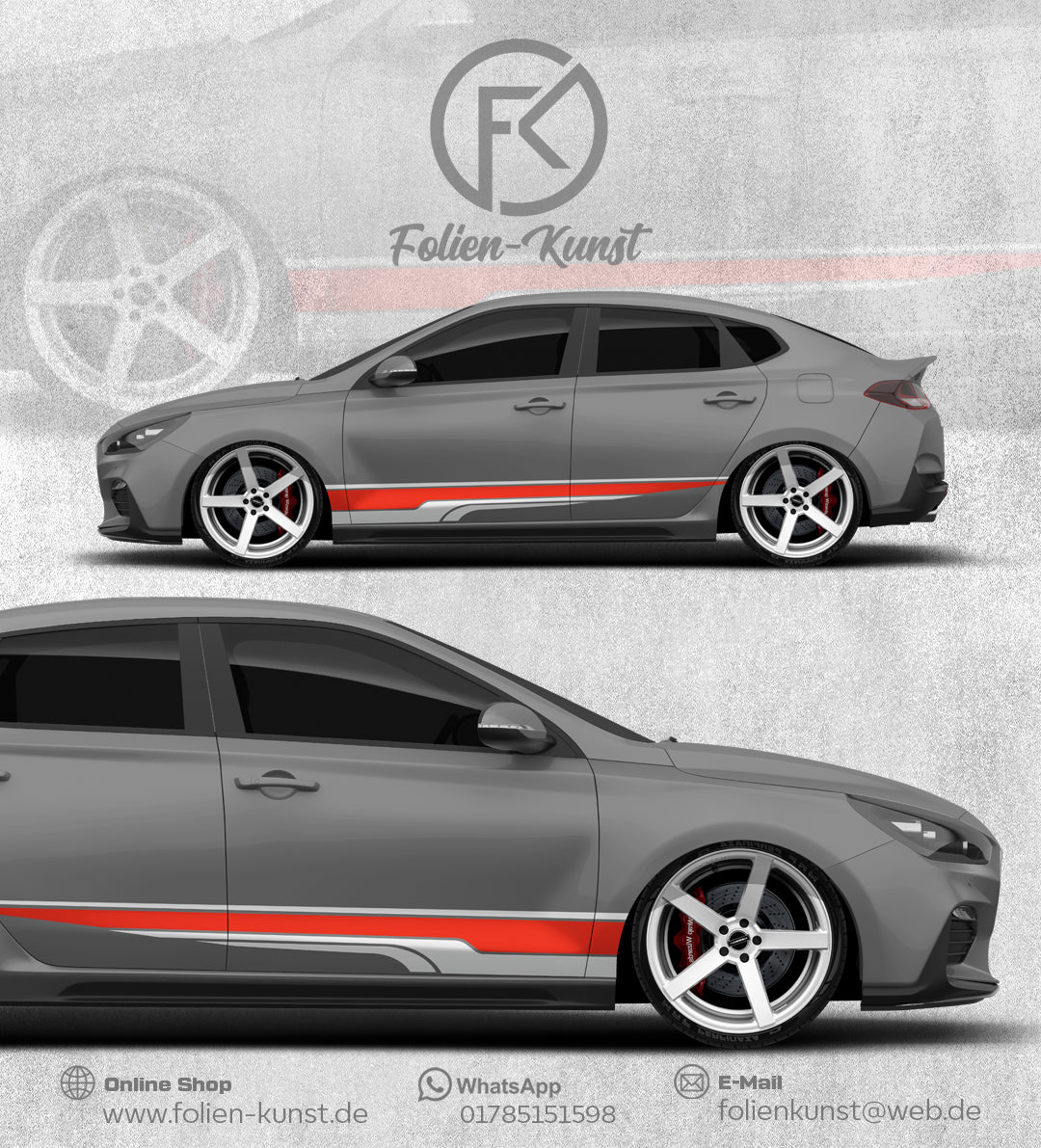 CarStyle Seitenstreifen Auto Dekor Sidestripe Aufkleber Tuning #245